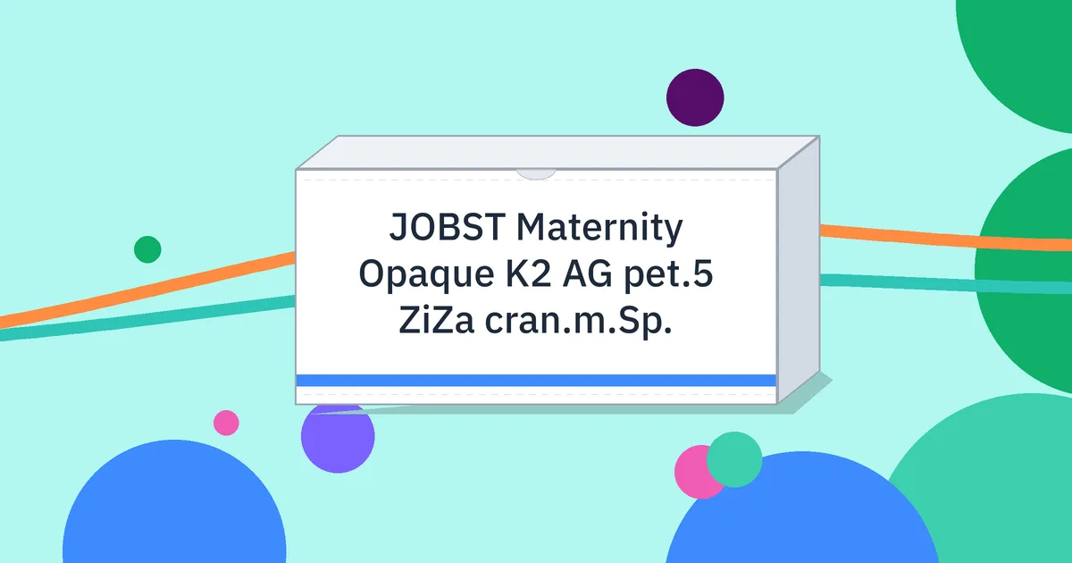 Symbolbild: Packung mit der Aufschrift JOBST Maternity Opaque K2 AG pet.5 ZiZa cran.m.Sp. (PZN 15858496) – Verfügbarkeit und Bezug in Apotheken in Frankfurt am Main