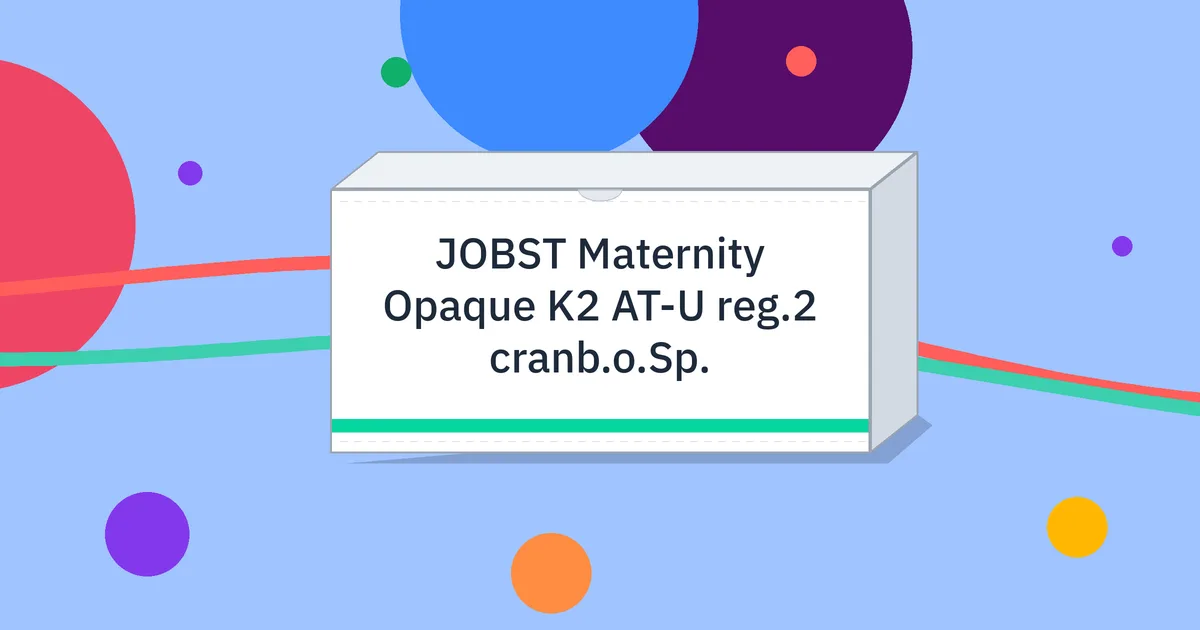 Symbolbild: Packung mit der Aufschrift JOBST Maternity Opaque K2 AT-U reg.2 cranb.o.Sp. (PZN 15858734) – Verfügbarkeit und Bezug in Apotheken in Frankfurt am Main