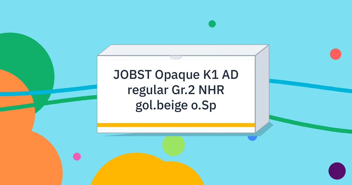 Symbolbild: Packung mit der Aufschrift JOBST Opaque K1 AD regular Gr.2 NHR gol.beige o.Sp (PZN 16262647) – Verfügbarkeit und Bezug in Apotheken in Frankfurt am Main