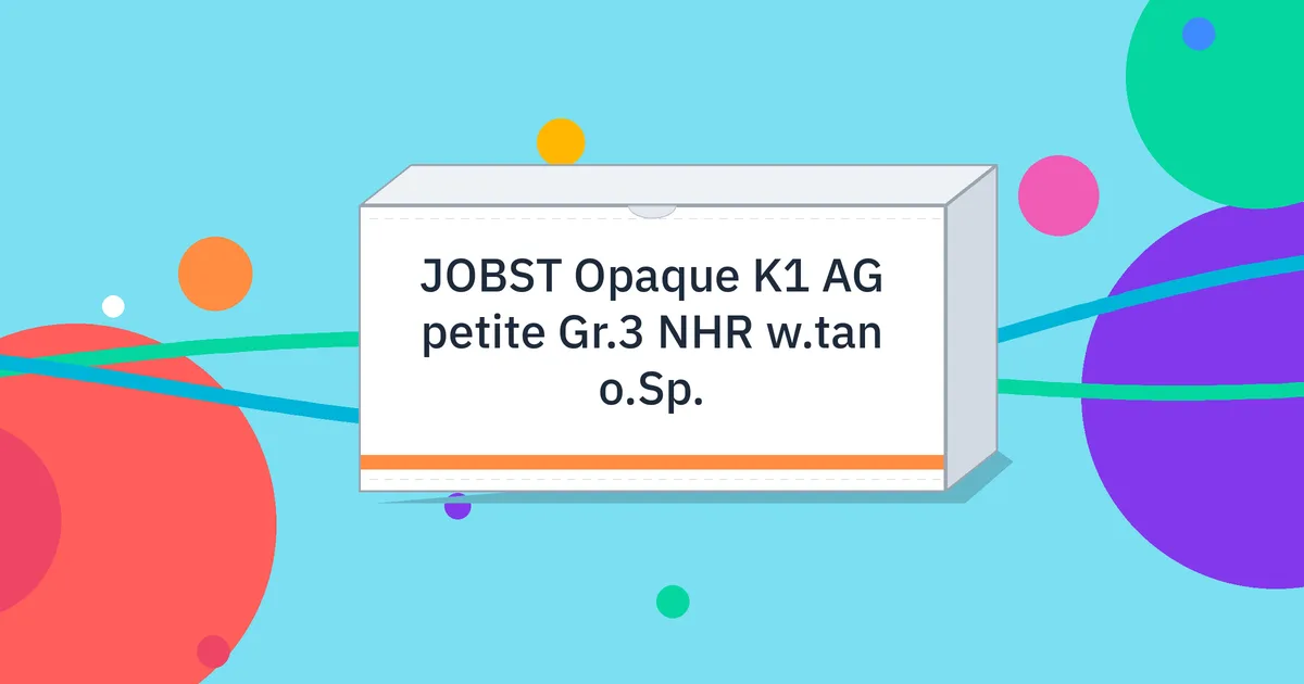 Symbolbild: Packung mit der Aufschrift JOBST Opaque K1 AG petite Gr.3 NHR w.tan o.Sp. (PZN 16270049) – Verfügbarkeit und Bezug in Apotheken in Frankfurt am Main