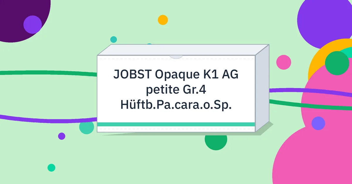 Symbolbild: Packung mit der Aufschrift JOBST Opaque K1 AG petite Gr.4 Hüftb.Pa.cara.o.Sp. (PZN 13098638) – Verfügbarkeit und Bezug in Apotheken in Frankfurt am Main