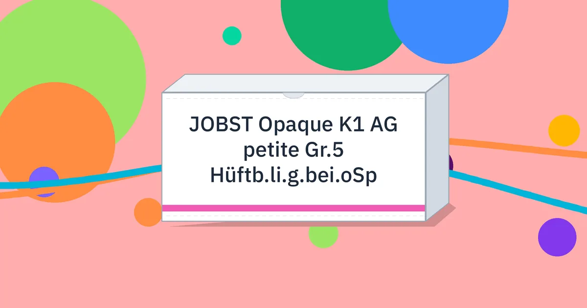 Symbolbild: Packung mit der Aufschrift JOBST Opaque K1 AG petite Gr.5 Hüftb.li.g.bei.oSp (PZN 16273332) – Verfügbarkeit und Bezug in Apotheken in Frankfurt am Main