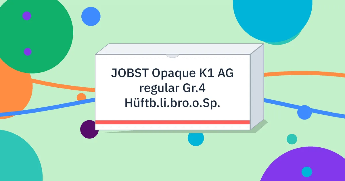 Symbolbild: Packung mit der Aufschrift JOBST Opaque K1 AG regular Gr.4 Hüftb.li.bro.o.Sp. (PZN 13100016) – Verfügbarkeit und Bezug in Apotheken in Frankfurt am Main