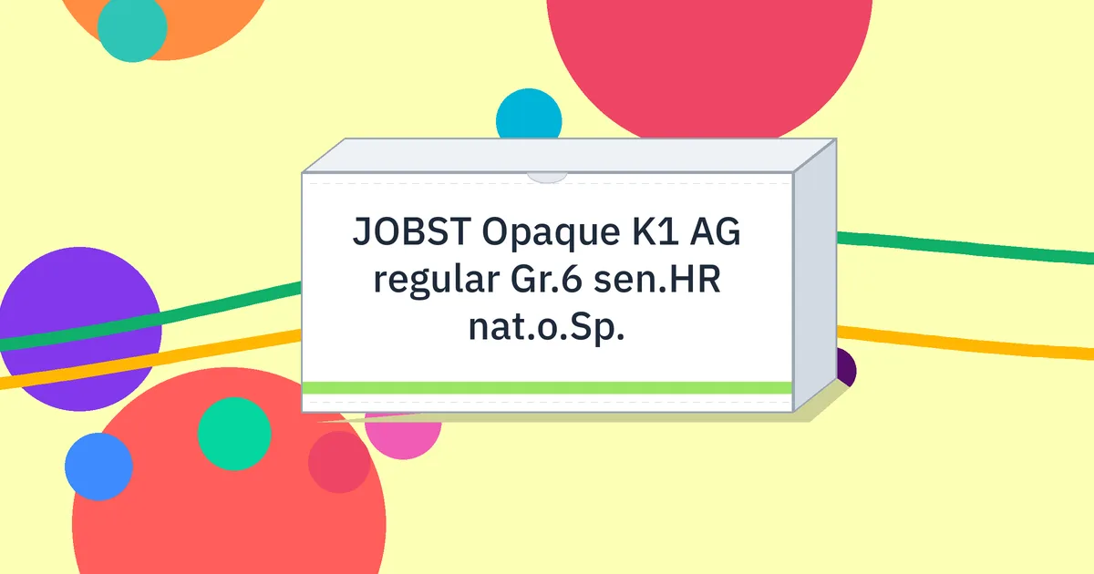 Symbolbild: Packung mit der Aufschrift JOBST Opaque K1 AG regular Gr.6 sen.HR nat.o.Sp. (PZN 13096125) – Verfügbarkeit und Bezug in Apotheken in Frankfurt am Main