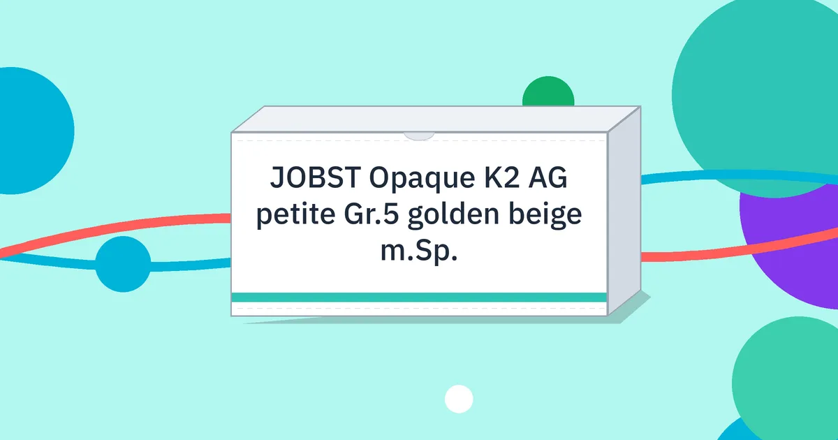 Symbolbild: Packung mit der Aufschrift JOBST Opaque K2 AG petite Gr.5 golden beige m.Sp. (PZN 16283810) – Verfügbarkeit und Bezug in Apotheken in Frankfurt am Main