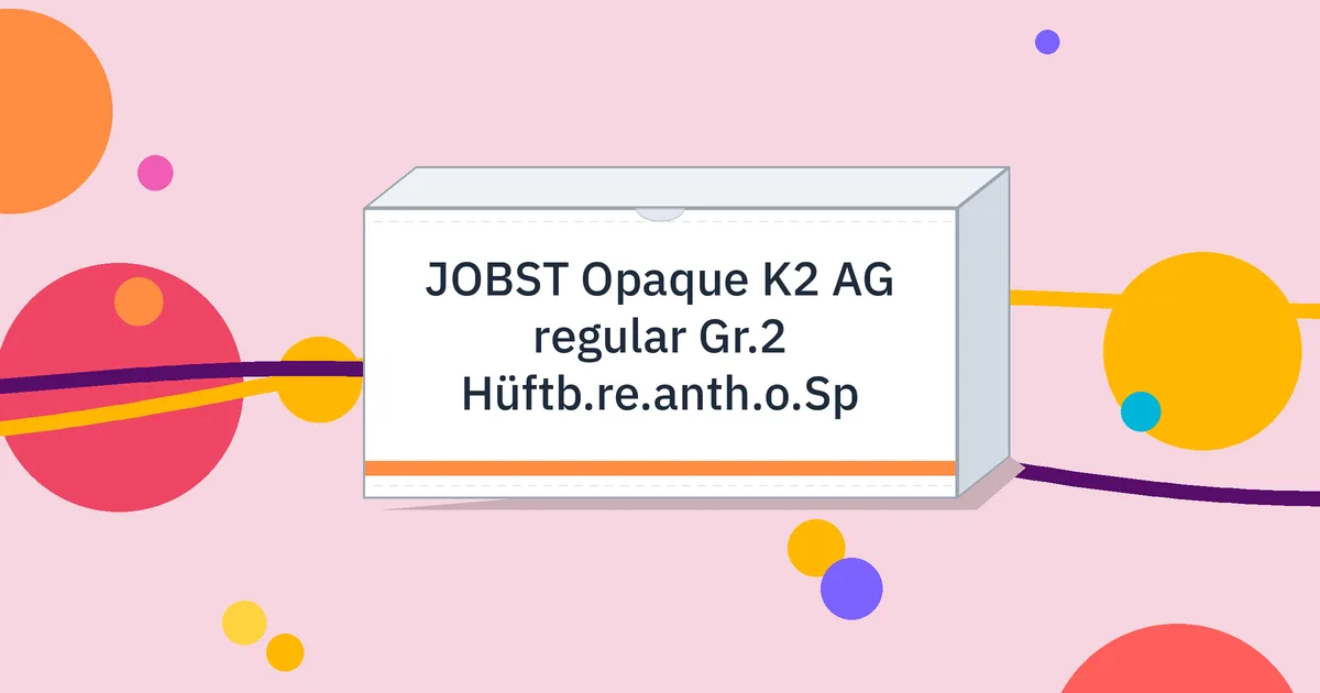 Symbolbild: Packung mit der Aufschrift JOBST Opaque K2 AG regular Gr.2 Hüftb.re.anth.o.Sp (PZN 16287535) – Verfügbarkeit und Bezug in Apotheken in Frankfurt am Main