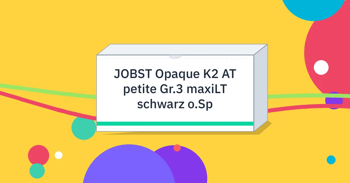 Symbolbild: Packung mit der Aufschrift JOBST Opaque K2 AT petite Gr.3 maxiLT schwarz o.Sp (PZN 13119323) – Verfügbarkeit und Bezug in Apotheken in Frankfurt am Main