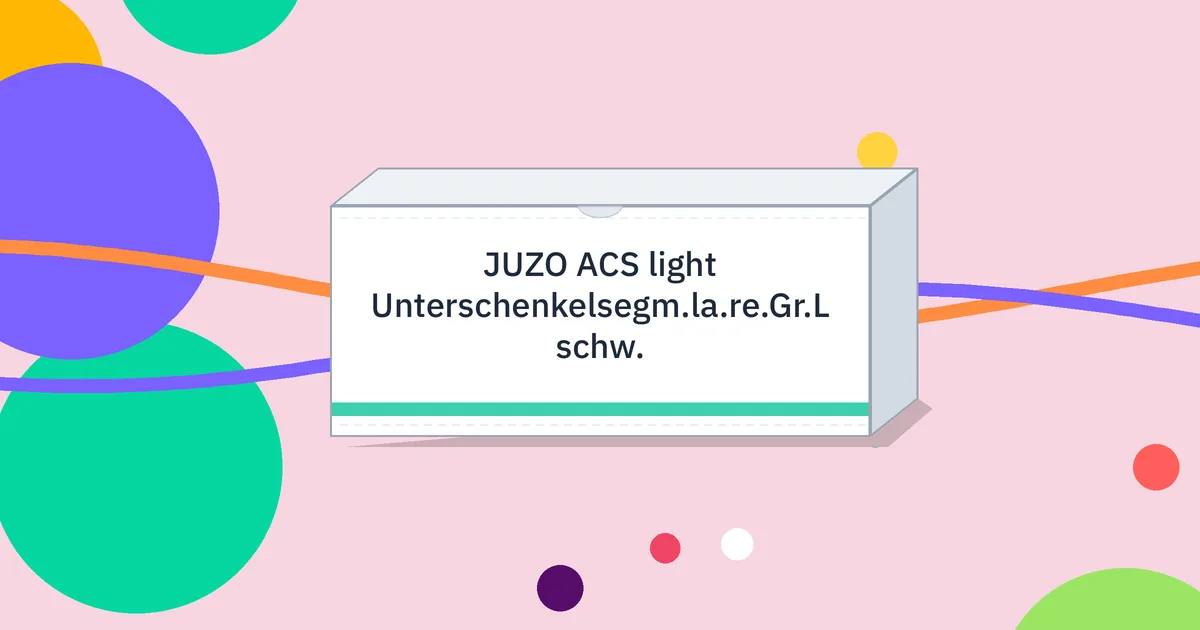 Symbolbild: Packung mit der Aufschrift JUZO ACS light Unterschenkelsegm.la.re.Gr.L schw. (PZN 13575765) – Verfügbarkeit und Bezug in Apotheken in Frankfurt am Main