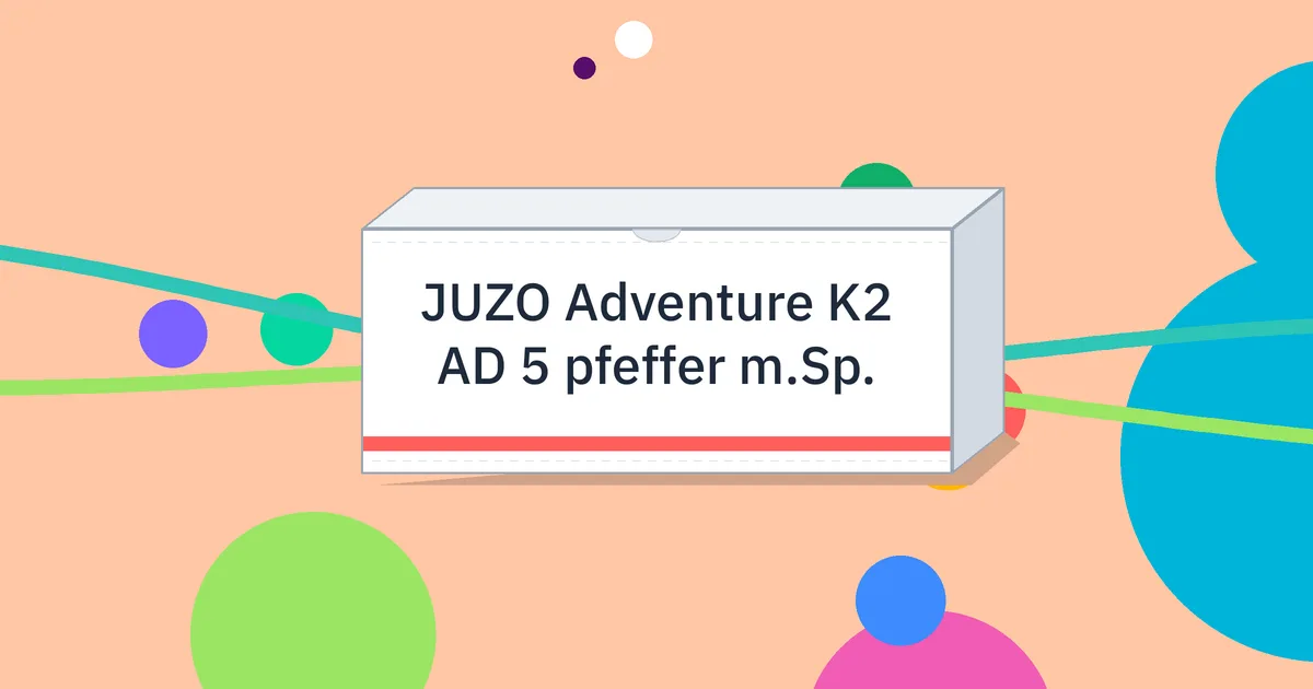 Symbolbild: Packung mit der Aufschrift JUZO Adventure K2 AD 5 pfeffer m.Sp. (PZN 14973114) – Verfügbarkeit und Bezug in Apotheken in Frankfurt am Main