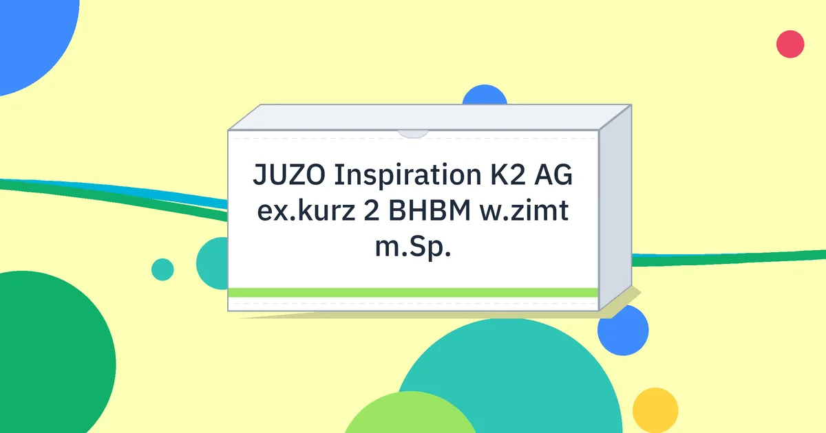 Symbolbild: Packung mit der Aufschrift JUZO Inspiration K2 AG ex.kurz 2 BHBM w.zimt m.Sp. (PZN 14883865) – Verfügbarkeit und Bezug in Apotheken in Frankfurt am Main