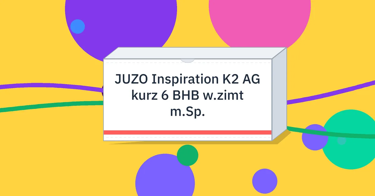 Symbolbild: Packung mit der Aufschrift JUZO Inspiration K2 AG kurz 6 BHB w.zimt m.Sp. (PZN 14849880) – Verfügbarkeit und Bezug in Apotheken in Frankfurt am Main