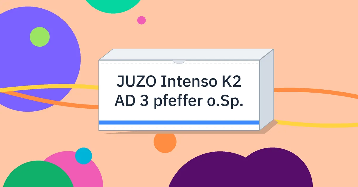 Symbolbild: Packung mit der Aufschrift JUZO Intenso K2 AD 3 pfeffer o.Sp. (PZN 18616718) – Verfügbarkeit und Bezug in Apotheken in Frankfurt am Main