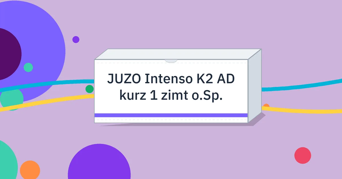 Symbolbild: Packung mit der Aufschrift JUZO Intenso K2 AD kurz 1 zimt o.Sp. (PZN 18617942) – Verfügbarkeit und Bezug in Apotheken in Frankfurt am Main