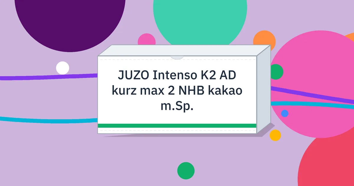 Symbolbild: Packung mit der Aufschrift JUZO Intenso K2 AD kurz max 2 NHB kakao m.Sp. (PZN 18612442) – Verfügbarkeit und Bezug in Apotheken in Frankfurt am Main