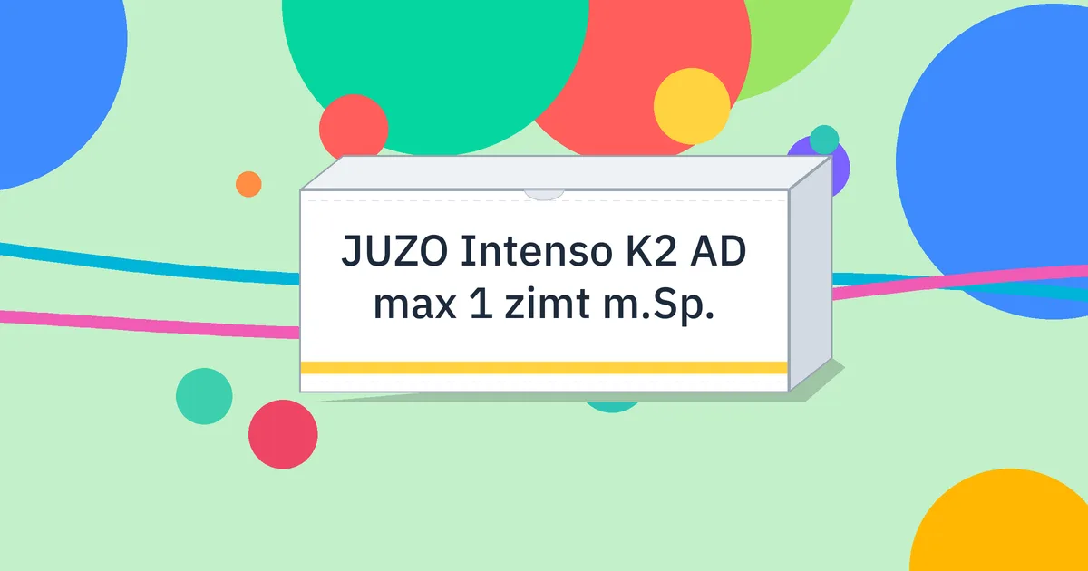 Symbolbild: Packung mit der Aufschrift JUZO Intenso K2 AD max 1 zimt m.Sp. (PZN 18609109) – Verfügbarkeit und Bezug in Apotheken in Frankfurt am Main