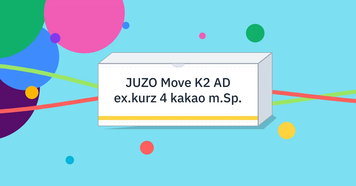 Symbolbild: Packung mit der Aufschrift JUZO Move K2 AD ex.kurz 4 kakao m.Sp. (PZN 18541676) – Verfügbarkeit und Bezug in Apotheken in Frankfurt am Main