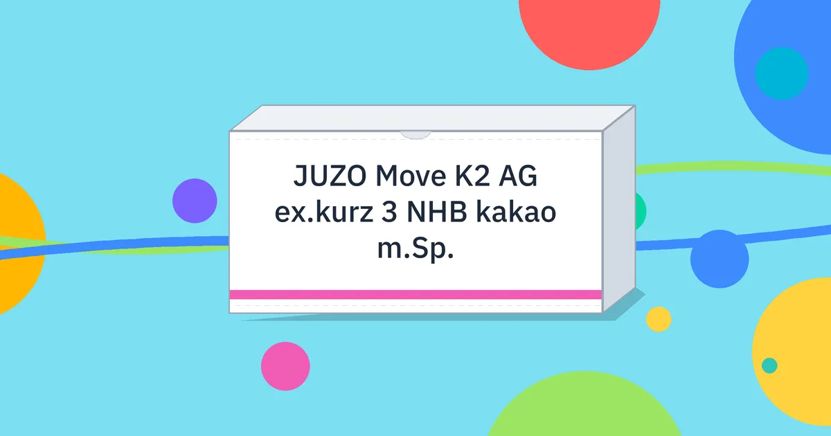 Symbolbild: Packung mit der Aufschrift JUZO Move K2 AG ex.kurz 3 NHB kakao m.Sp. (PZN 18563330) – Verfügbarkeit und Bezug in Apotheken in Frankfurt am Main