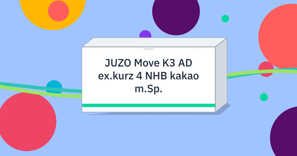 Symbolbild: Packung mit der Aufschrift JUZO Move K3 AD ex.kurz 4 NHB kakao m.Sp. (PZN 18573512) – Verfügbarkeit und Bezug in Apotheken in Frankfurt am Main