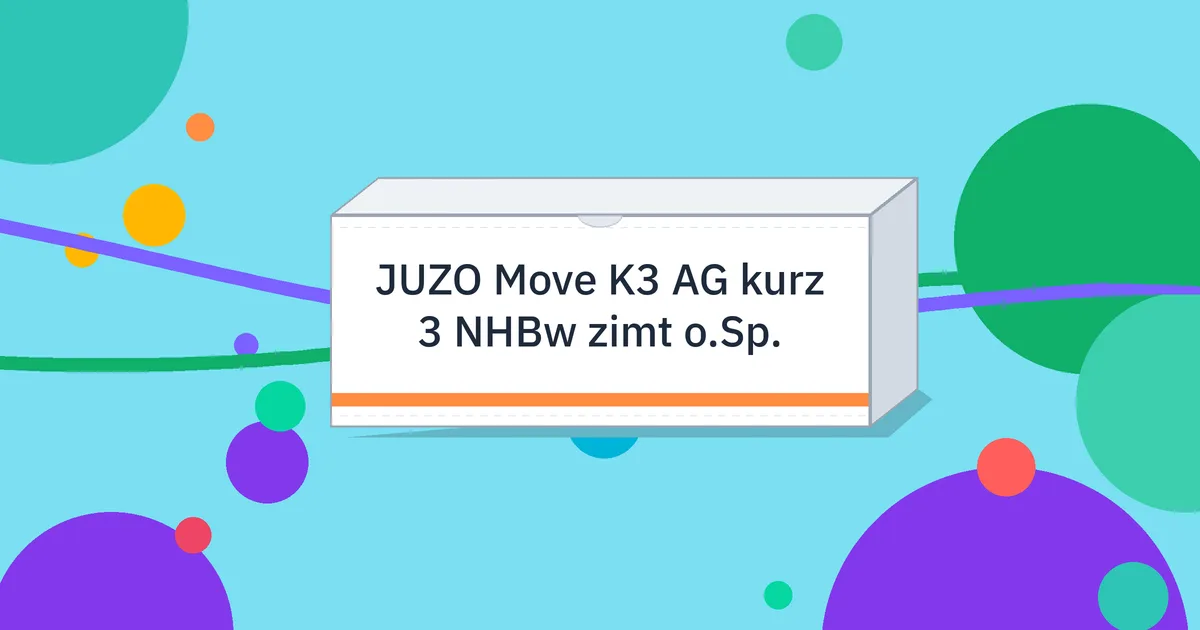 Symbolbild: Packung mit der Aufschrift JUZO Move K3 AG kurz 3 NHBw zimt o.Sp. (PZN 18580469) – Verfügbarkeit und Bezug in Apotheken in Frankfurt am Main