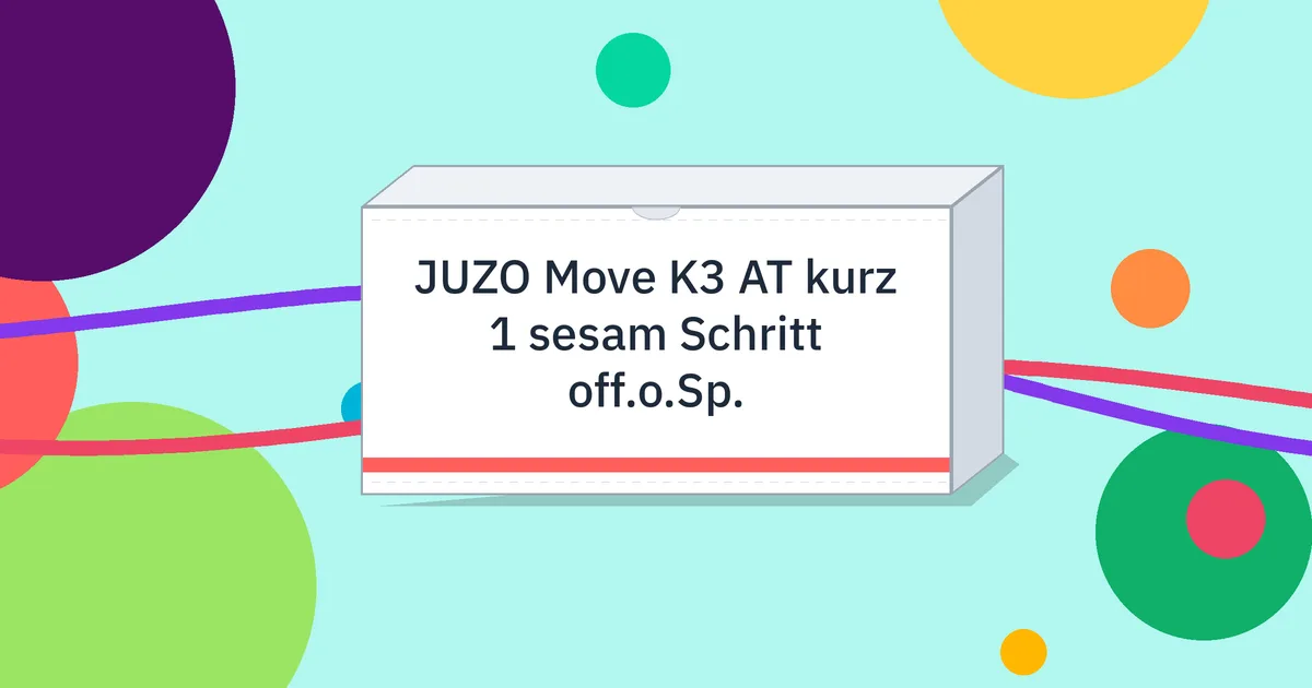 Symbolbild: Packung mit der Aufschrift JUZO Move K3 AT kurz 1 sesam Schritt off.o.Sp. (PZN 20685141) – Verfügbarkeit und Bezug in Apotheken in Frankfurt am Main