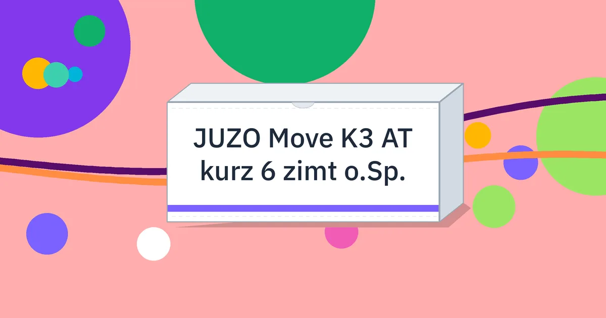 Symbolbild: Packung mit der Aufschrift JUZO Move K3 AT kurz 6 zimt o.Sp. (PZN 20684638) – Verfügbarkeit und Bezug in Apotheken in Frankfurt am Main