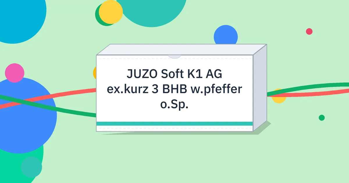 Symbolbild: Packung mit der Aufschrift JUZO Soft K1 AG ex.kurz 3 BHB w.pfeffer o.Sp. (PZN 14839901) – Verfügbarkeit und Bezug in Apotheken in Frankfurt am Main