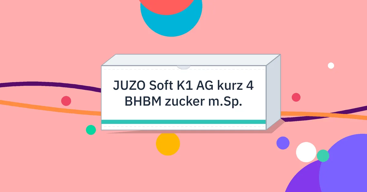 Symbolbild: Packung mit der Aufschrift JUZO Soft K1 AG kurz 4 BHBM zucker m.Sp. (PZN 14855403) – Verfügbarkeit und Bezug in Apotheken in Frankfurt am Main