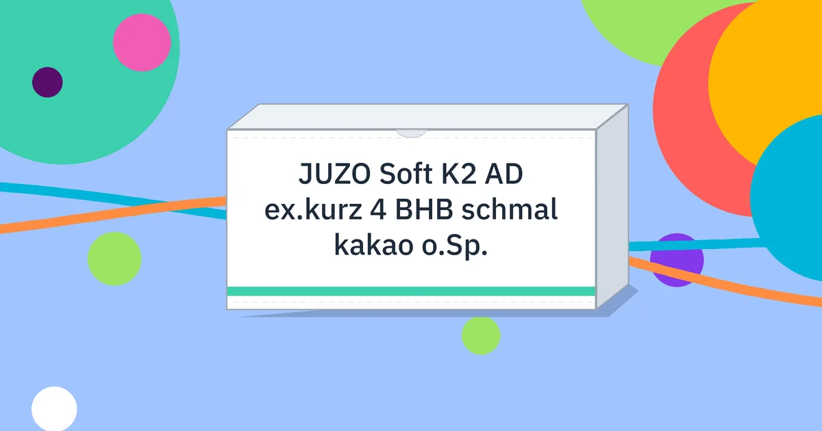 Symbolbild: Packung mit der Aufschrift JUZO Soft K2 AD ex.kurz 4 BHB schmal kakao o.Sp. (PZN 15468708) – Verfügbarkeit und Bezug in Apotheken in Frankfurt am Main