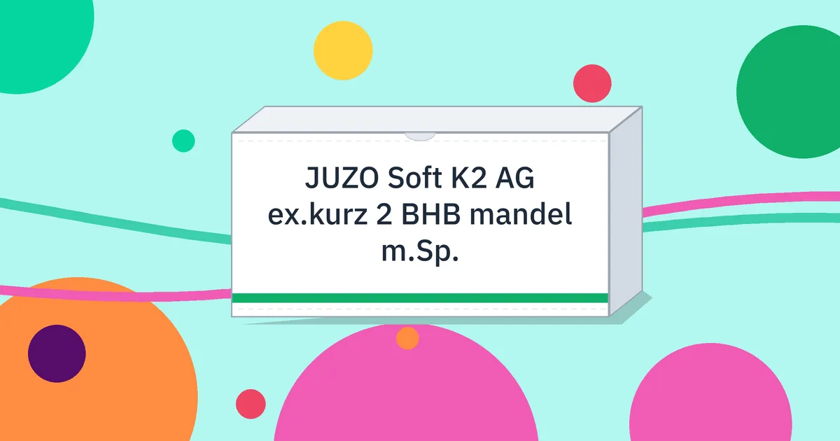 Symbolbild: Packung mit der Aufschrift JUZO Soft K2 AG ex.kurz 2 BHB mandel m.Sp. (PZN 14827660) – Verfügbarkeit und Bezug in Apotheken in Frankfurt am Main