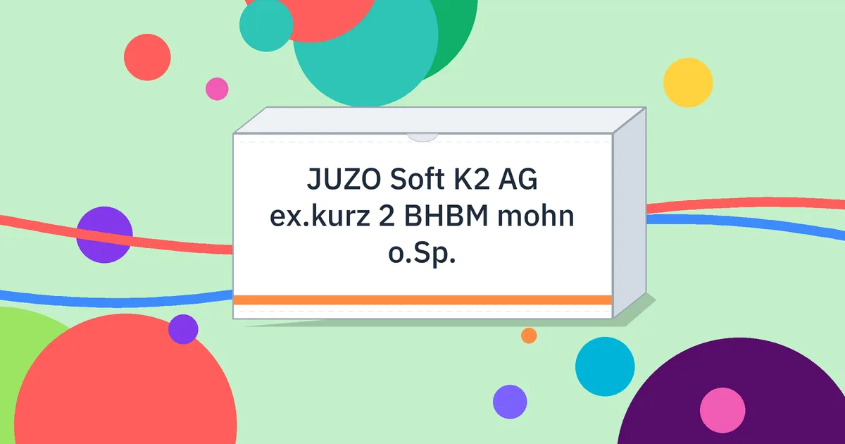 Symbolbild: Packung mit der Aufschrift JUZO Soft K2 AG ex.kurz 2 BHBM mohn o.Sp. (PZN 14862484) – Verfügbarkeit und Bezug in Apotheken in Frankfurt am Main
