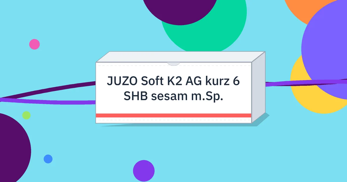 Symbolbild: Packung mit der Aufschrift JUZO Soft K2 AG kurz 6 SHB sesam m.Sp. (PZN 11308422) – Verfügbarkeit und Bezug in Apotheken in Frankfurt am Main