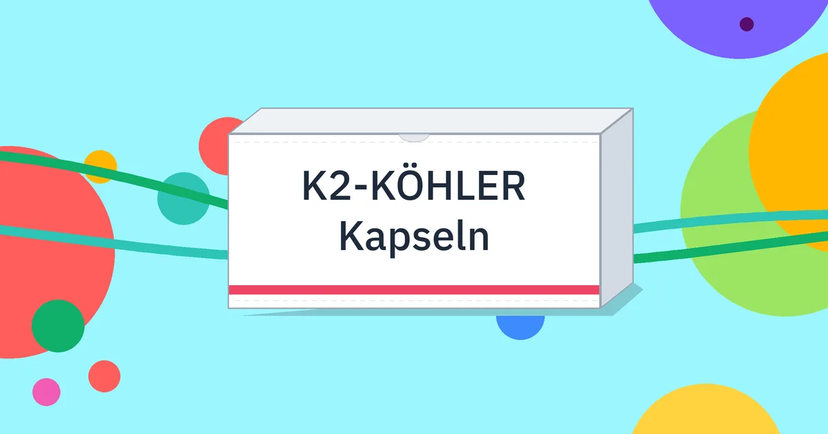 Symbolbild: Packung mit der Aufschrift K2-KÖHLER Kapseln (PZN 11335413) – Verfügbarkeit und Bezug in Apotheken in Frankfurt am Main