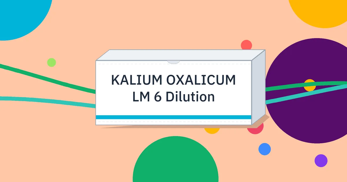 Symbolbild: Packung mit der Aufschrift KALIUM OXALICUM LM 6 Dilution (PZN 12923543) – Verfügbarkeit und Bezug in Apotheken in Frankfurt am Main