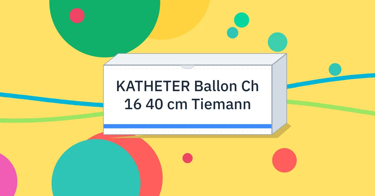 Symbolbild: Packung mit der Aufschrift KATHETER Ballon Ch 16 40 cm Tiemann (PZN 01730723) – Verfügbarkeit und Bezug in Apotheken in Frankfurt am Main
