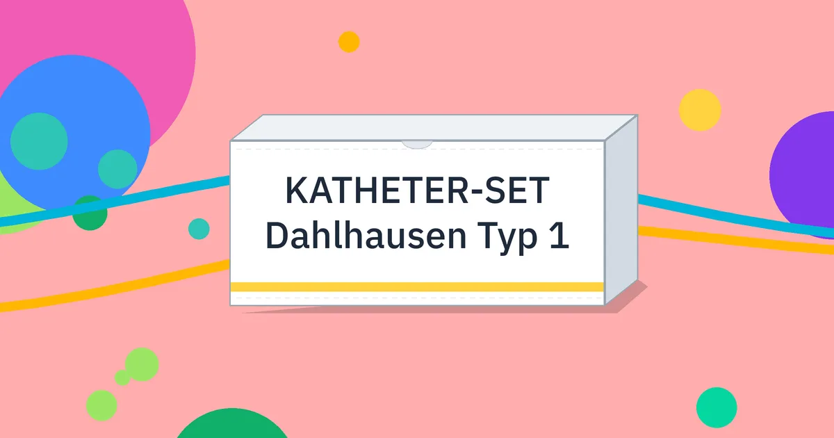 Symbolbild: Packung mit der Aufschrift KATHETER-SET Dahlhausen Typ 1 (PZN 10033555) – Verfügbarkeit und Bezug in Apotheken in Frankfurt am Main