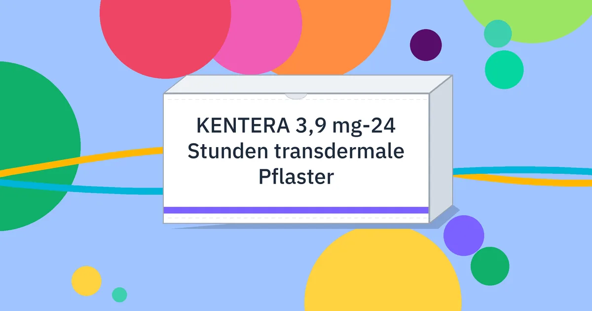 Symbolbild: Packung mit der Aufschrift KENTERA 3,9 mg-24 Stunden transdermale Pflaster (PZN 17230709) – Verfügbarkeit und Bezug in Apotheken in Frankfurt am Main