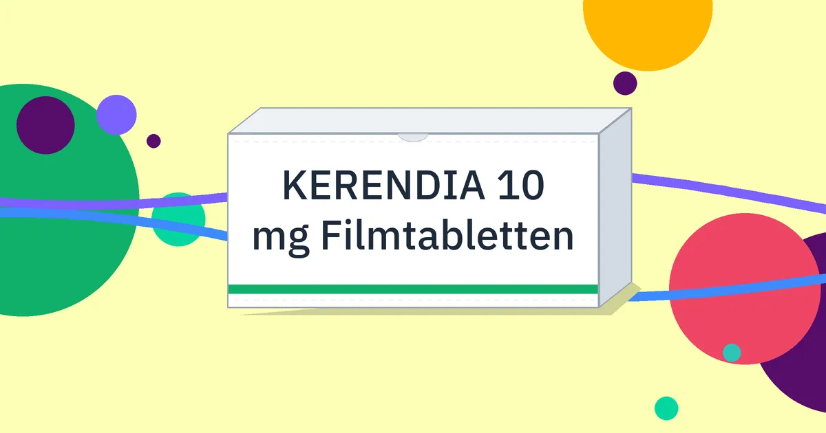 Symbolbild: Packung mit der Aufschrift KERENDIA 10 mg Filmtabletten (PZN 18747202) – Verfügbarkeit und Bezug in Apotheken in Frankfurt am Main