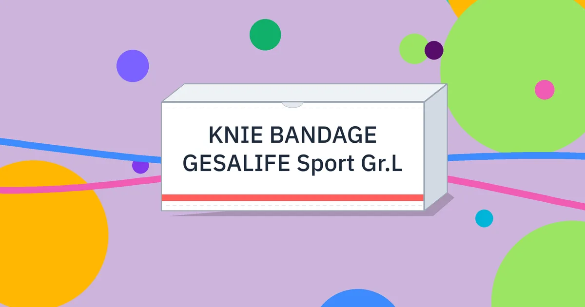 Symbolbild: Packung mit der Aufschrift KNIE BANDAGE GESALIFE Sport Gr.L (PZN 03862133) – Verfügbarkeit und Bezug in Apotheken in Frankfurt am Main