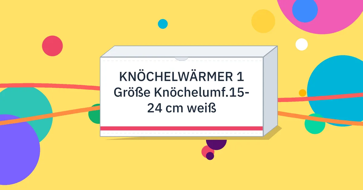 Symbolbild: Packung mit der Aufschrift KNÖCHELWÄRMER 1 Größe Knöchelumf.15-24 cm weiß (PZN 11023725) – Verfügbarkeit und Bezug in Apotheken in Frankfurt am Main