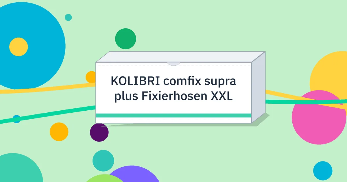 Symbolbild: Packung mit der Aufschrift KOLIBRI comfix supra plus Fixierhosen XXL (PZN 10225622) – Verfügbarkeit und Bezug in Apotheken in Frankfurt am Main