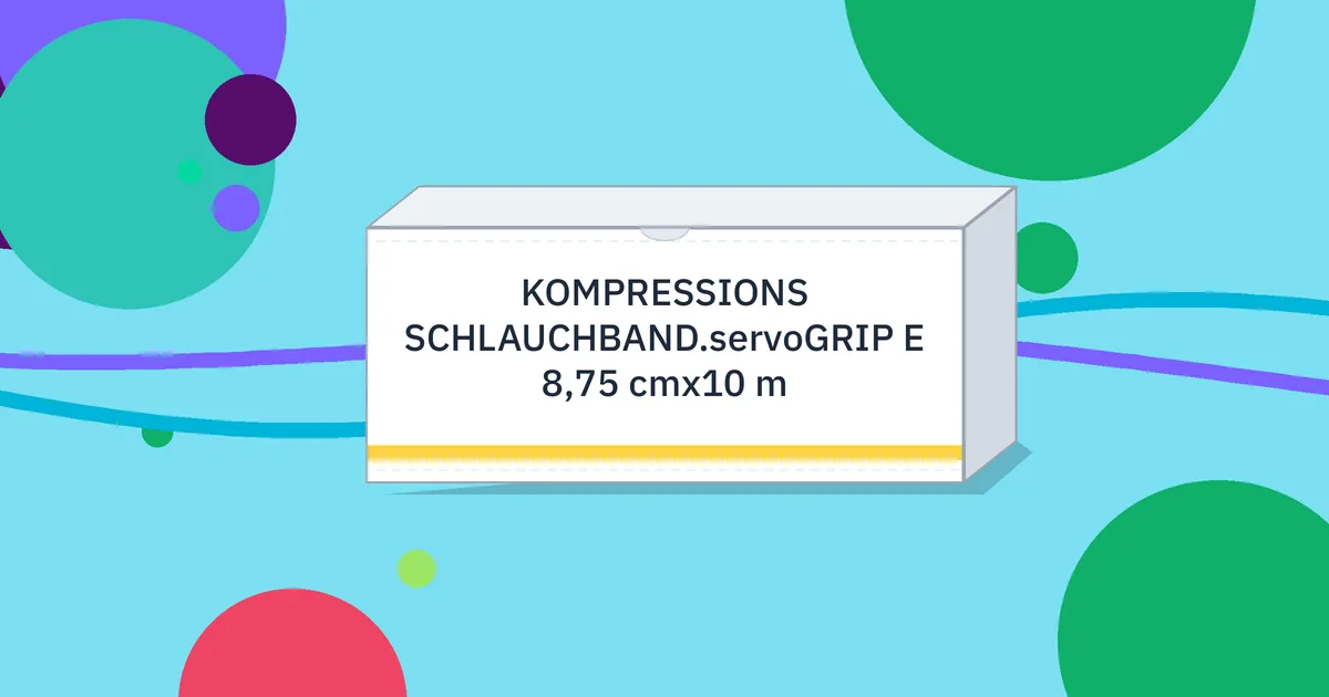 Symbolbild: Packung mit der Aufschrift KOMPRESSIONS SCHLAUCHBAND.servoGRIP E 8,75 cmx10 m (PZN 02749771) – Verfügbarkeit und Bezug in Apotheken in Frankfurt am Main