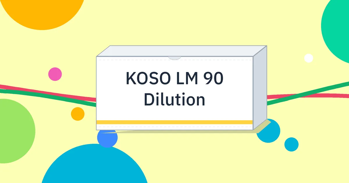 Symbolbild: Packung mit der Aufschrift KOSO LM 90 Dilution (PZN 13520161) – Verfügbarkeit und Bezug in Apotheken in Frankfurt am Main