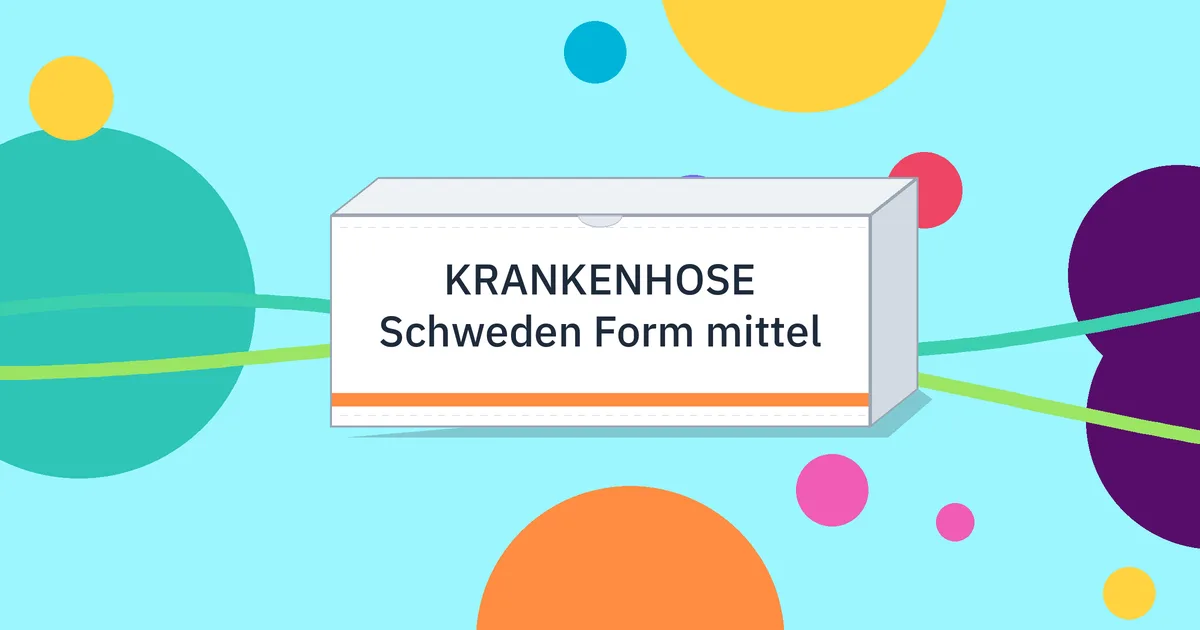 Symbolbild: Packung mit der Aufschrift KRANKENHOSE Schweden Form mittel (PZN 01740934) – Verfügbarkeit und Bezug in Apotheken in Frankfurt am Main