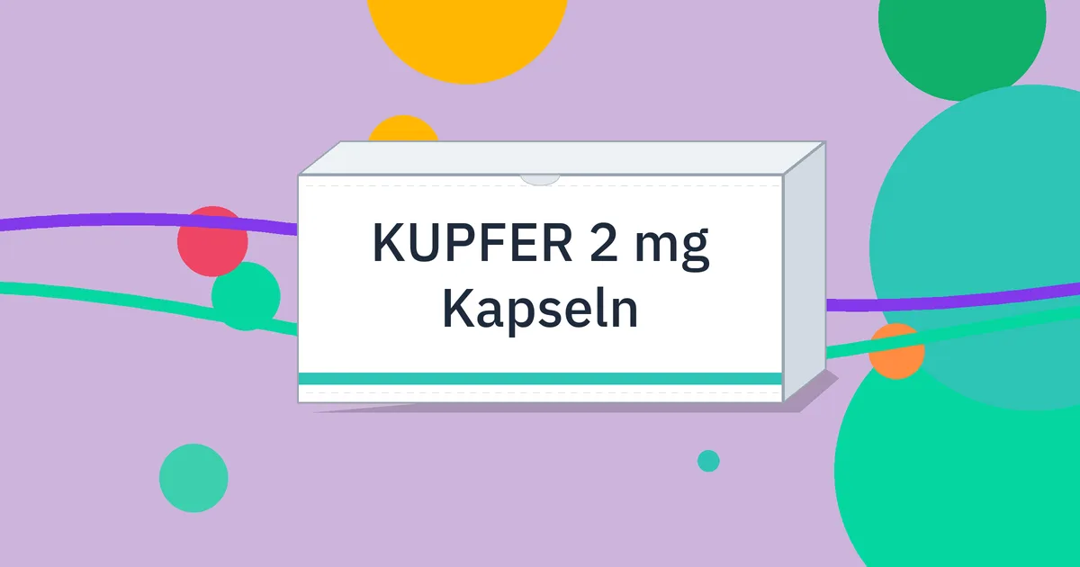 Symbolbild: Packung mit der Aufschrift KUPFER 2 mg Kapseln (PZN 13981057) – Verfügbarkeit und Bezug in Apotheken in Frankfurt am Main