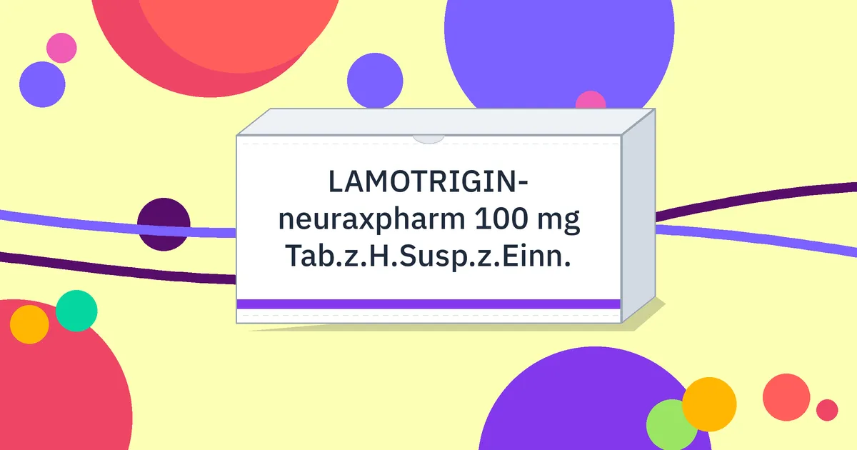 Symbolbild: Packung mit der Aufschrift LAMOTRIGIN-neuraxpharm 100 mg Tab.z.H.Susp.z.Einn. (PZN 00947834) – Verfügbarkeit und Bezug in Apotheken in Frankfurt am Main
