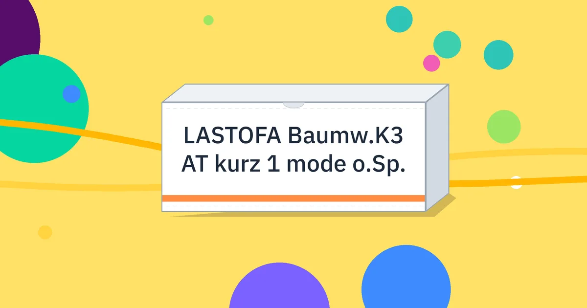 Symbolbild: Packung mit der Aufschrift LASTOFA Baumw.K3 AT kurz 1 mode o.Sp. (PZN 01958998) – Verfügbarkeit und Bezug in Apotheken in Frankfurt am Main