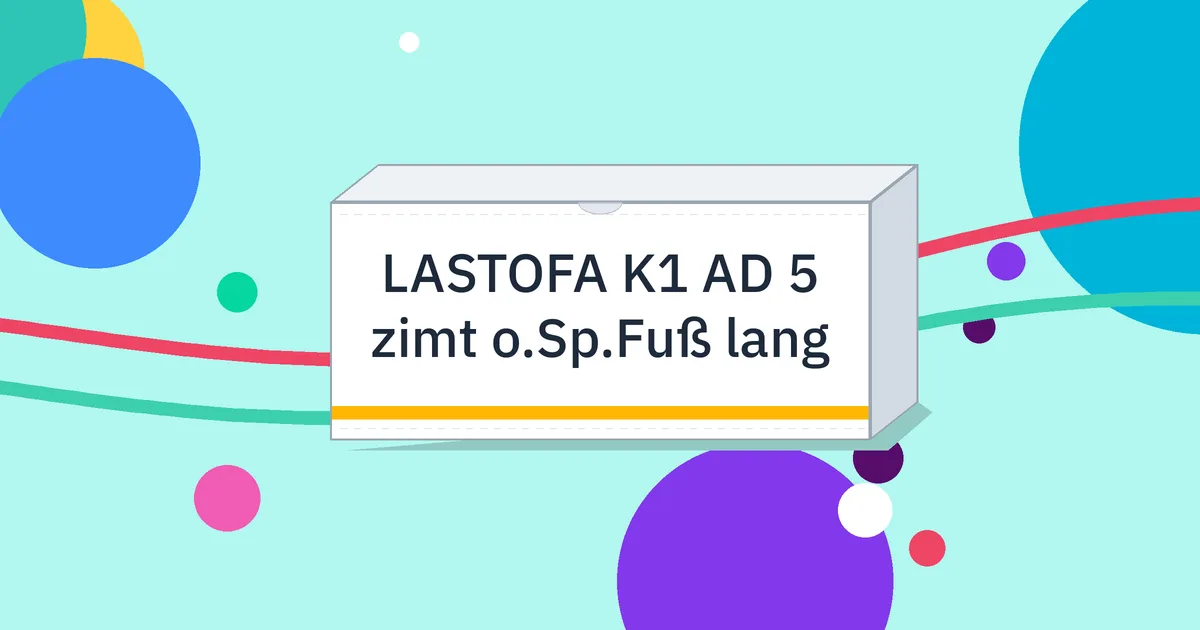 Symbolbild: Packung mit der Aufschrift LASTOFA K1 AD 5 zimt o.Sp.Fuß lang (PZN 14146747) – Verfügbarkeit und Bezug in Apotheken in Frankfurt am Main