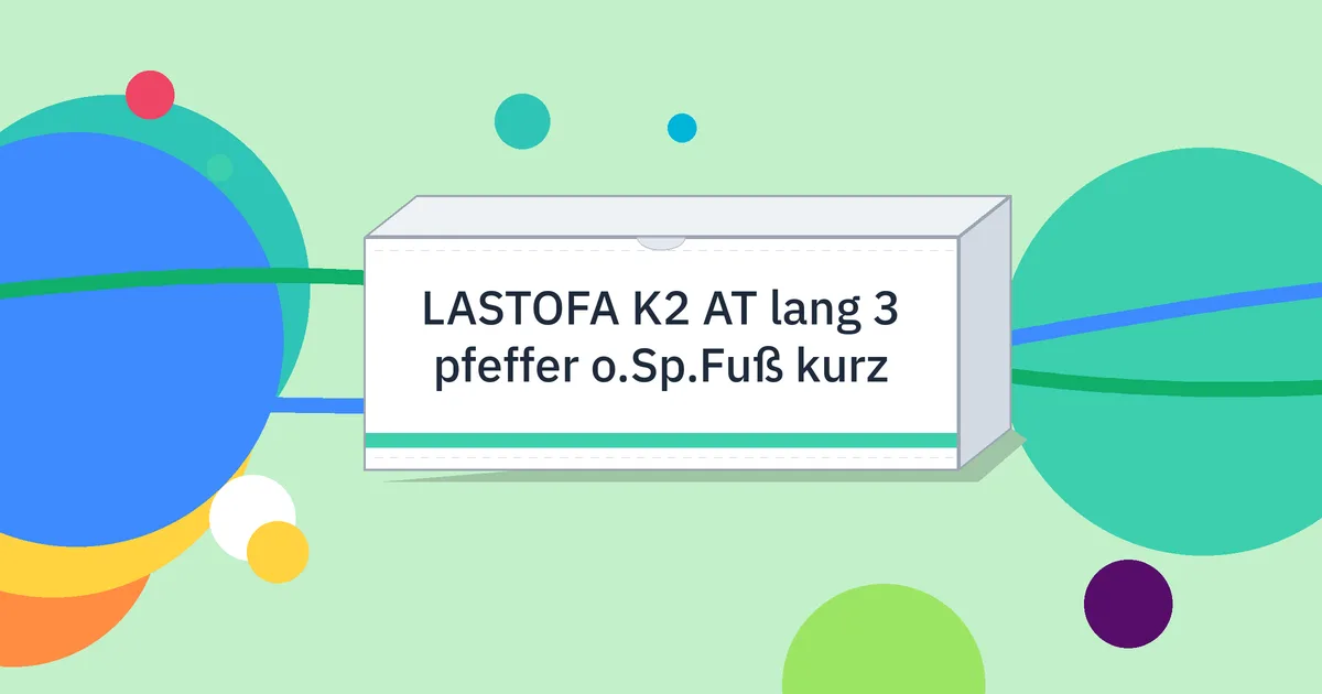 Symbolbild: Packung mit der Aufschrift LASTOFA K2 AT lang 3 pfeffer o.Sp.Fuß kurz (PZN 13809192) – Verfügbarkeit und Bezug in Apotheken in Frankfurt am Main