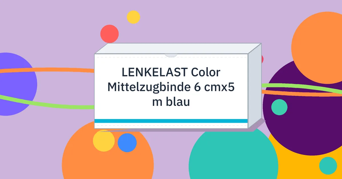 Symbolbild: Packung mit der Aufschrift LENKELAST Color Mittelzugbinde 6 cmx5 m blau (PZN 11606711) – Verfügbarkeit und Bezug in Apotheken in Frankfurt am Main