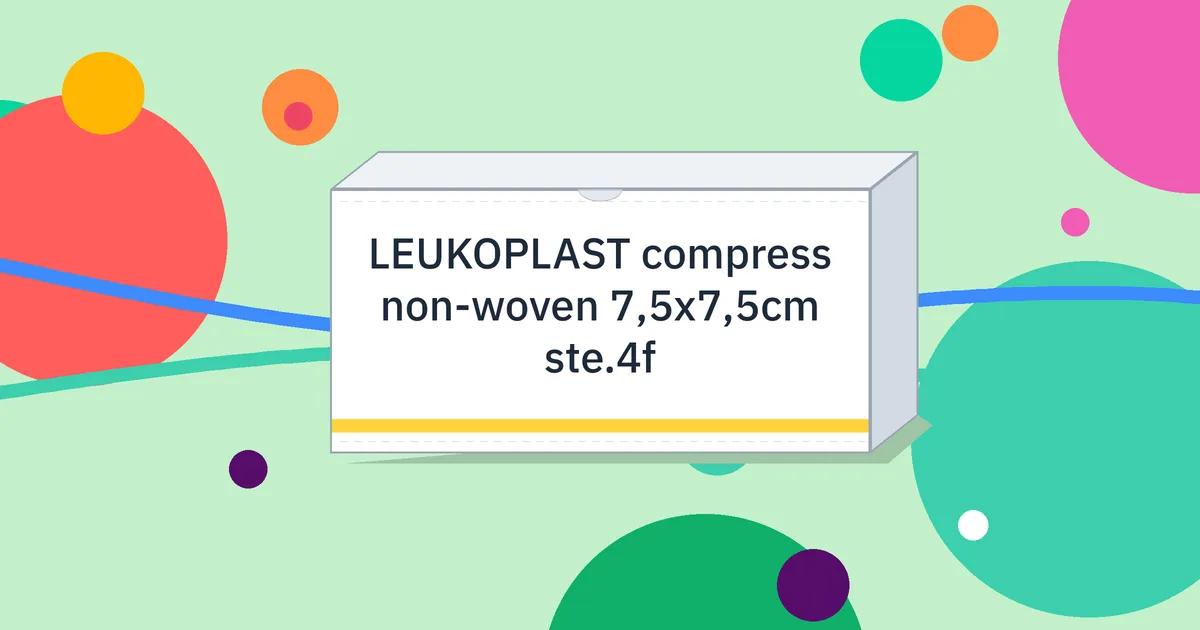 Symbolbild: Packung mit der Aufschrift LEUKOPLAST compress non-woven 7,5x7,5cm ste.4f (PZN 17208791) – Verfügbarkeit und Bezug in Apotheken in Frankfurt am Main